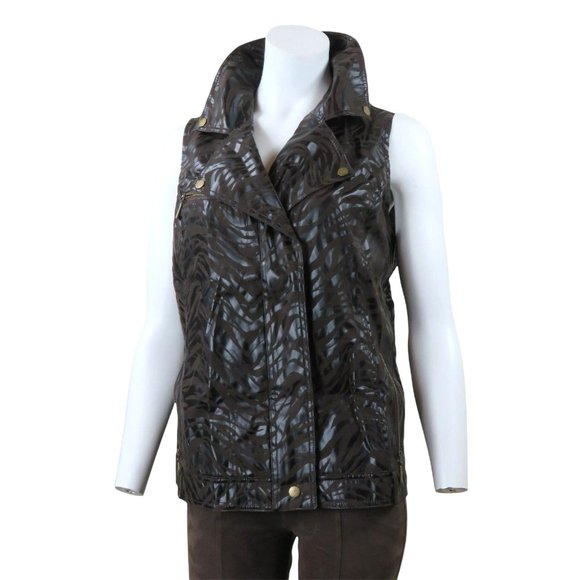 Chico's | Jackets & Coats | Chicos Zenergy 2 Brown Animal Print Vest ...